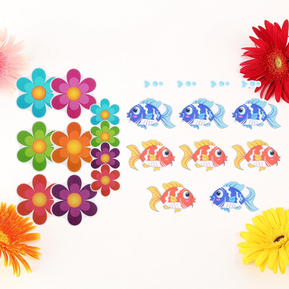 MEIBUTYUP 18 Pcs Flower Bathtub Stickers with Self Adhesive for Family ...