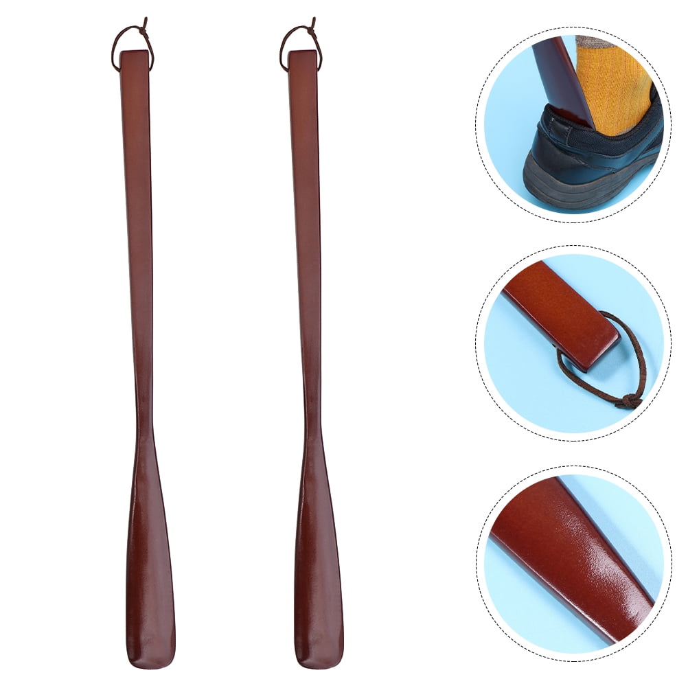 MEIBUTYUP 2PCS Shoe Horn Set Brown Wood for Elderly Wearing Shoes Daily ...