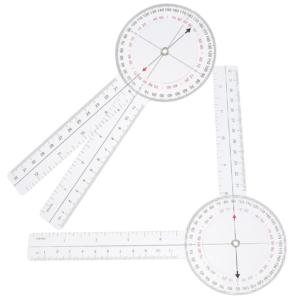 MEIBUTYUP 2-Pack Transparent Plastic Rotatable Angle Ruler Measuring ...