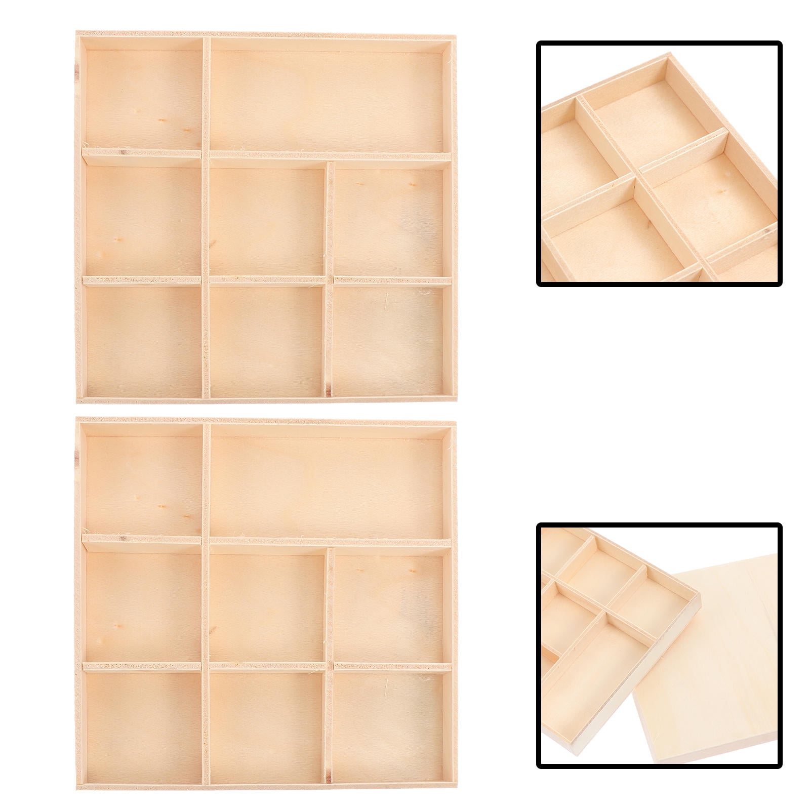 MEIBUTYUP 2Pcs Hand Painted Wooden Boxes Brown Wood Containers for ...