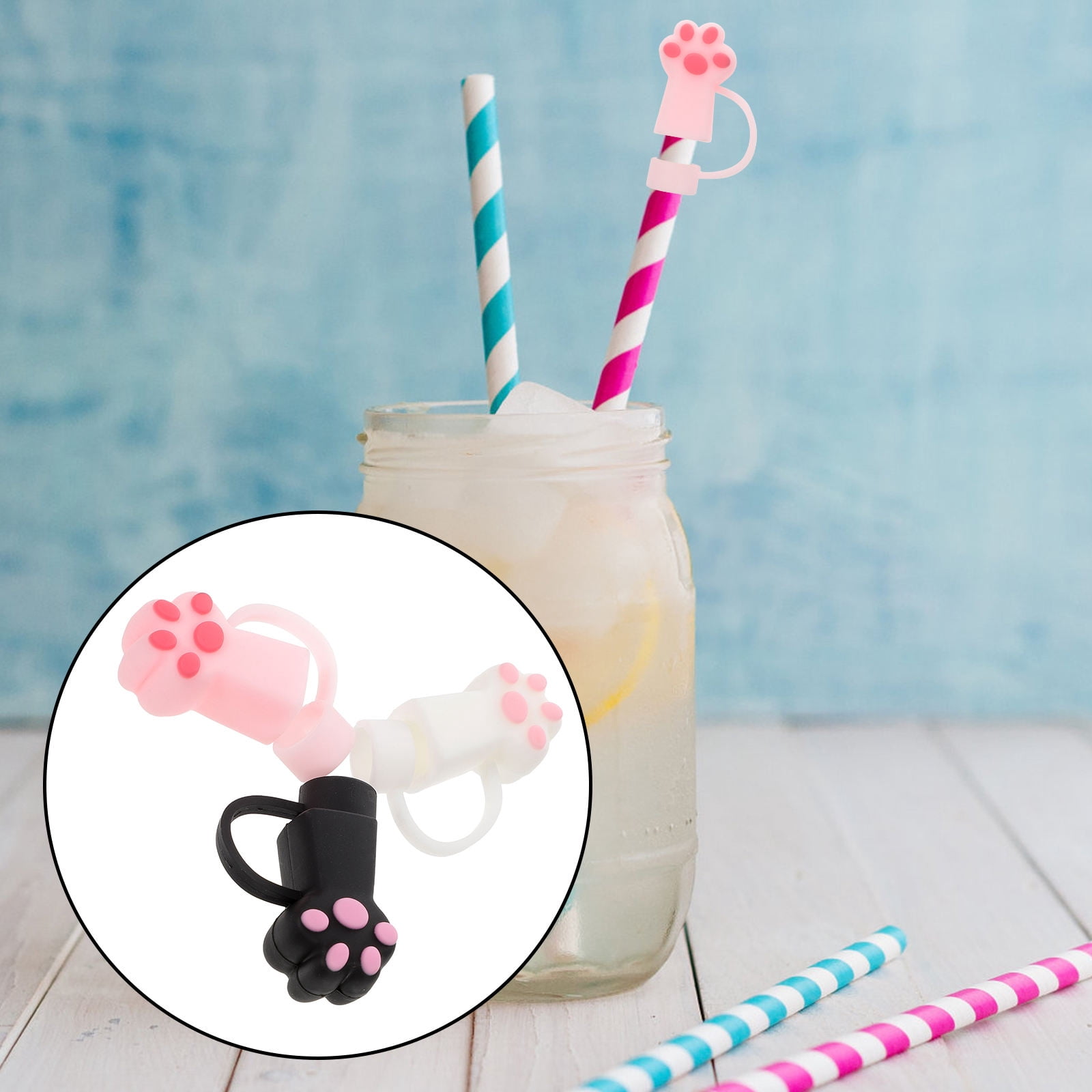 MEIBUTYUP 3Pcs Silicone Straw Caps Reusable Drinking Straw Covers Shape ...