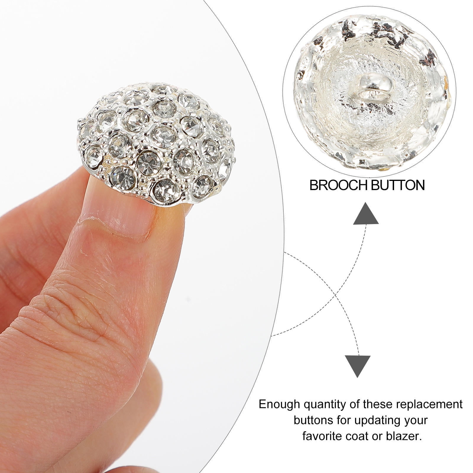 MEIBUTYUP Metal Button Silver 3Pcs Round Classic Vintage For Decoration ...