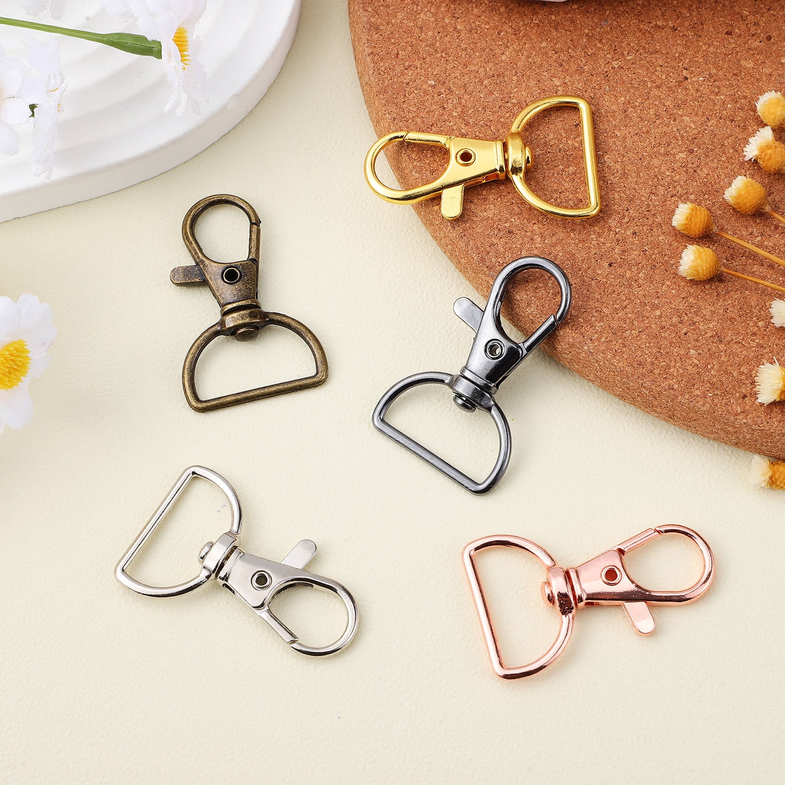 MEIBUTYUP 40Pcs Multi Color Metal D Ring Keychain Clips with Swivel ...