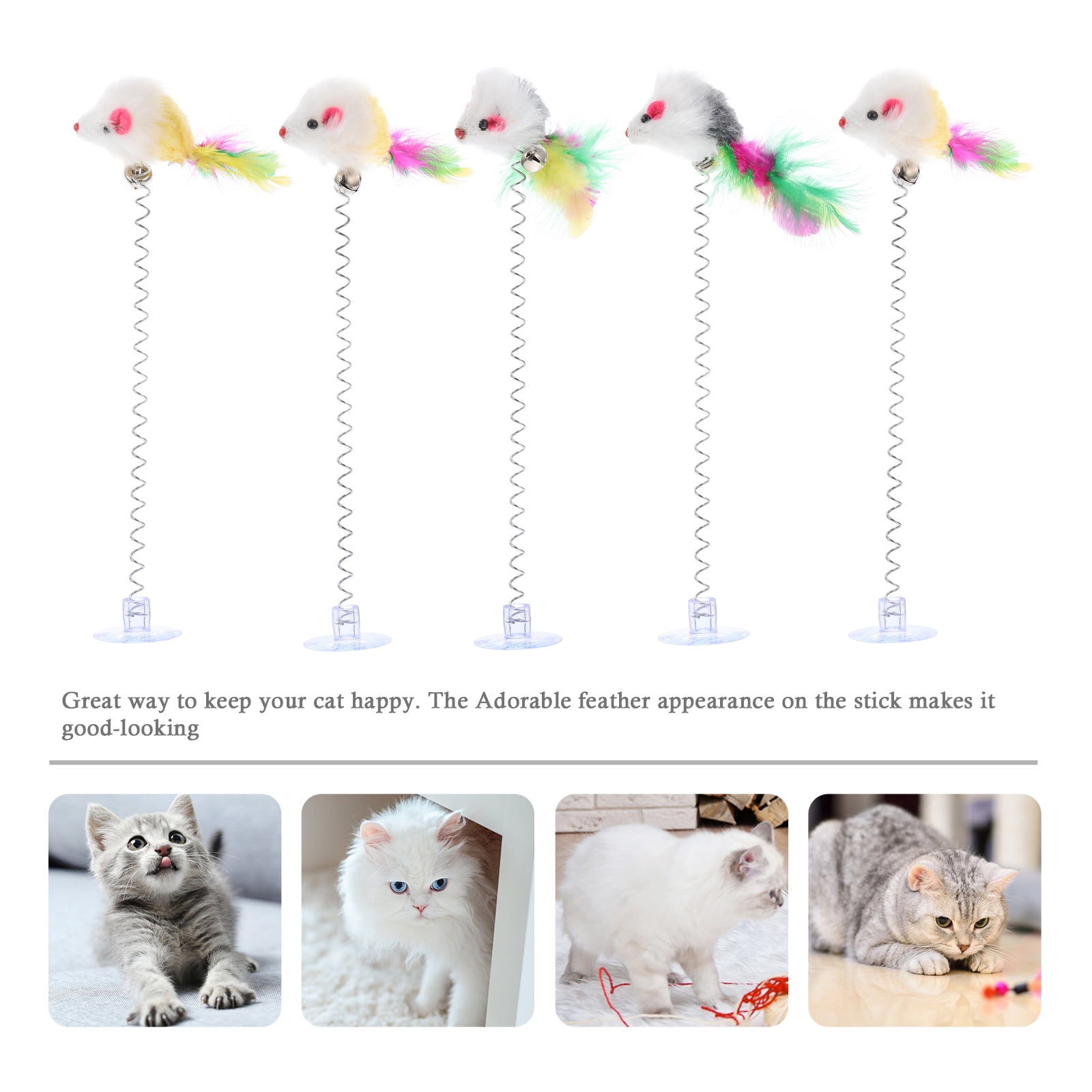MEIBUTYUP 5pcs Interactive Cat Teaser Wands With Mouse Cat For Engaging ...