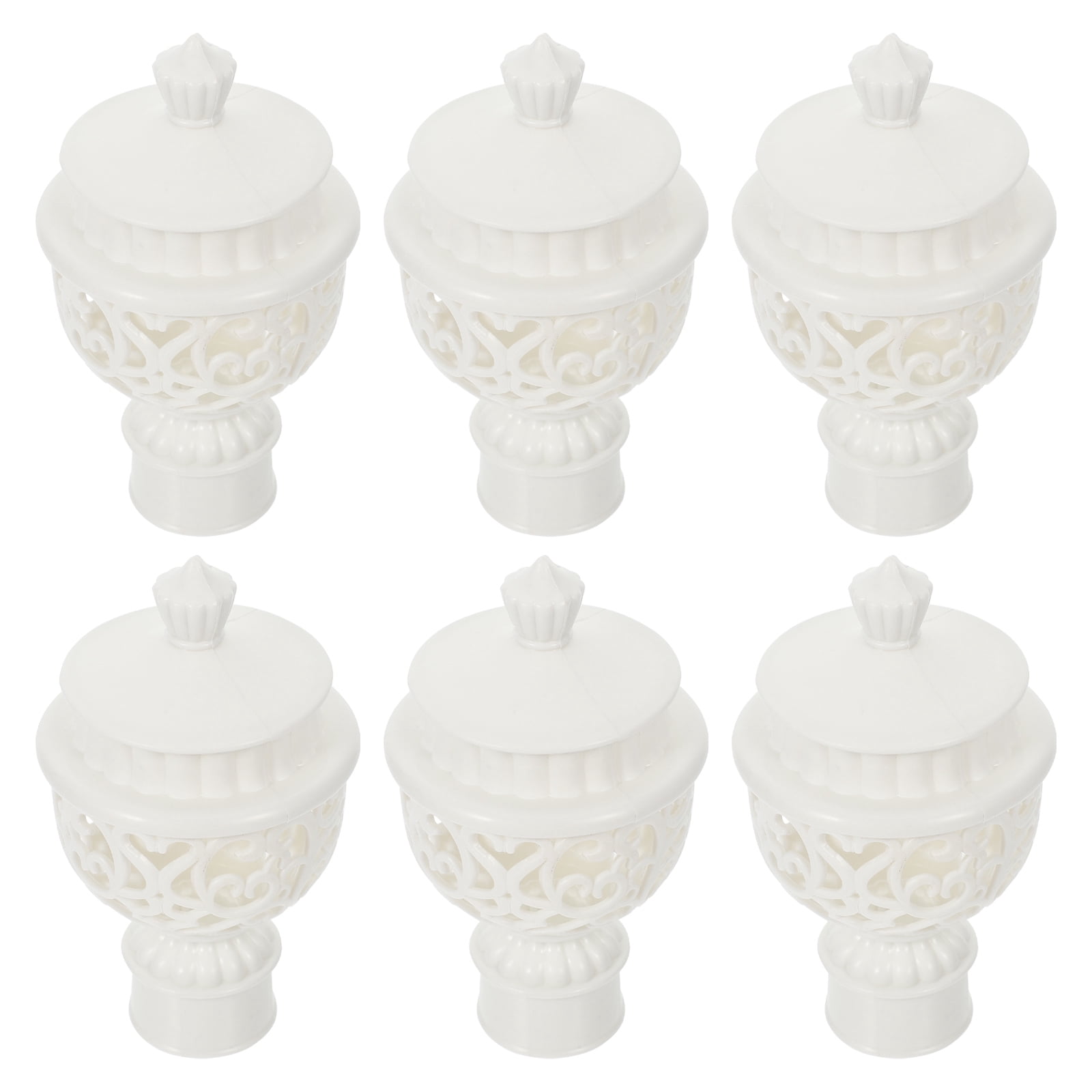 MEIBUTYUP 6Pcs Modern Curtain Rod Finials White ABS Prevent Curtain ...