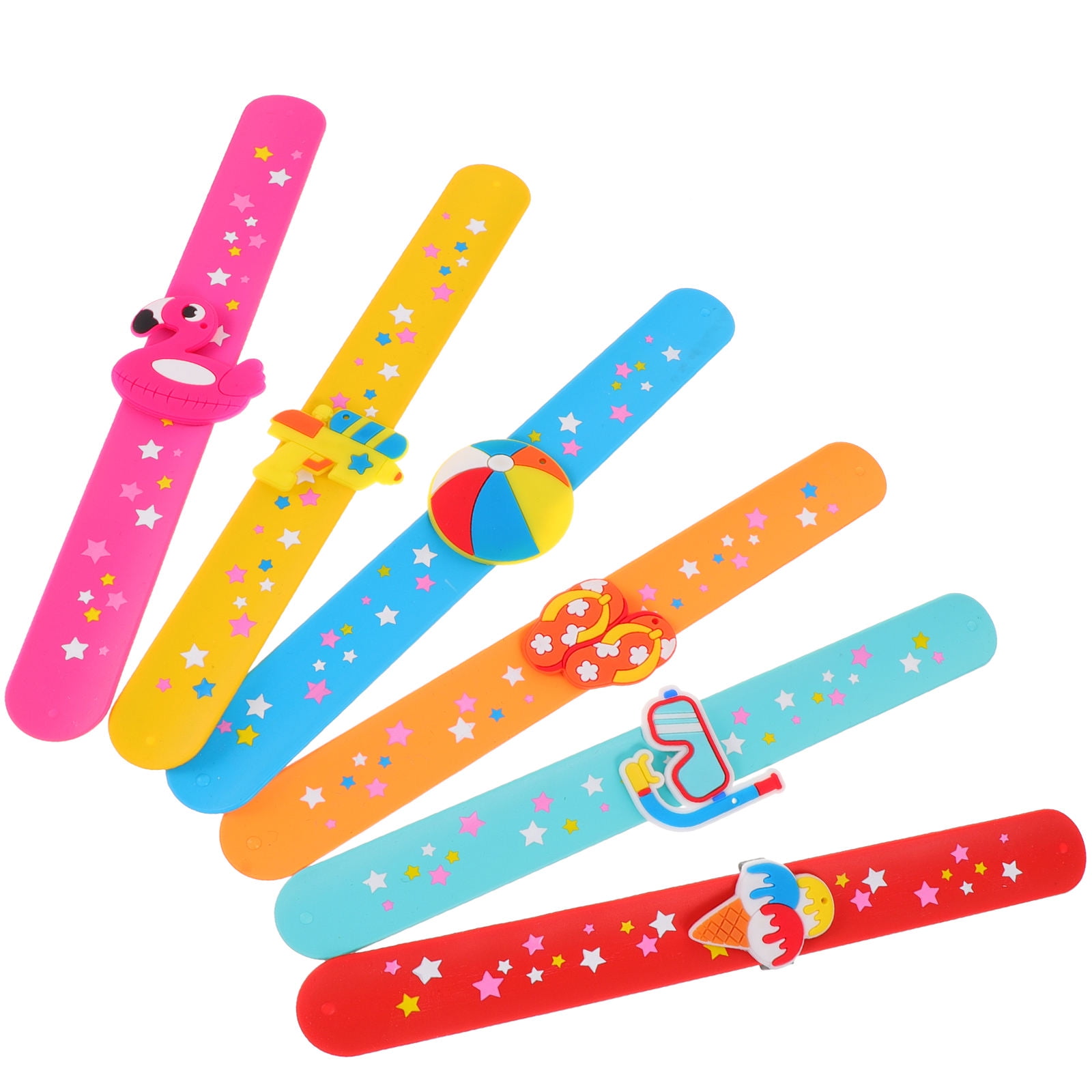 MEIBUTYUP 6-Pack Kids Slap Bracelets Party Favors Assorted Colors ...