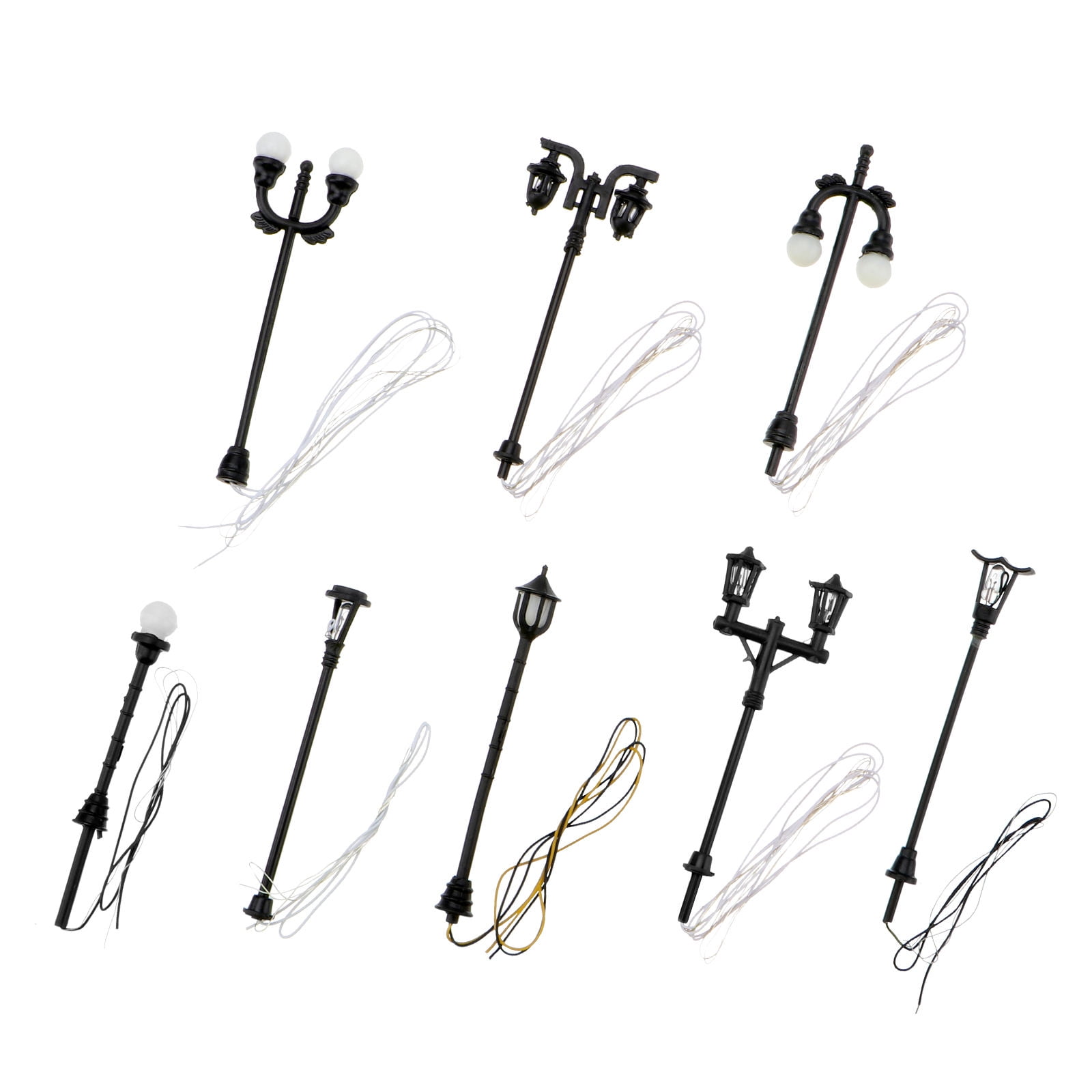 MEIBUTYUP 8pcs Streetlight Model Black Resin Landscape Layout for ...