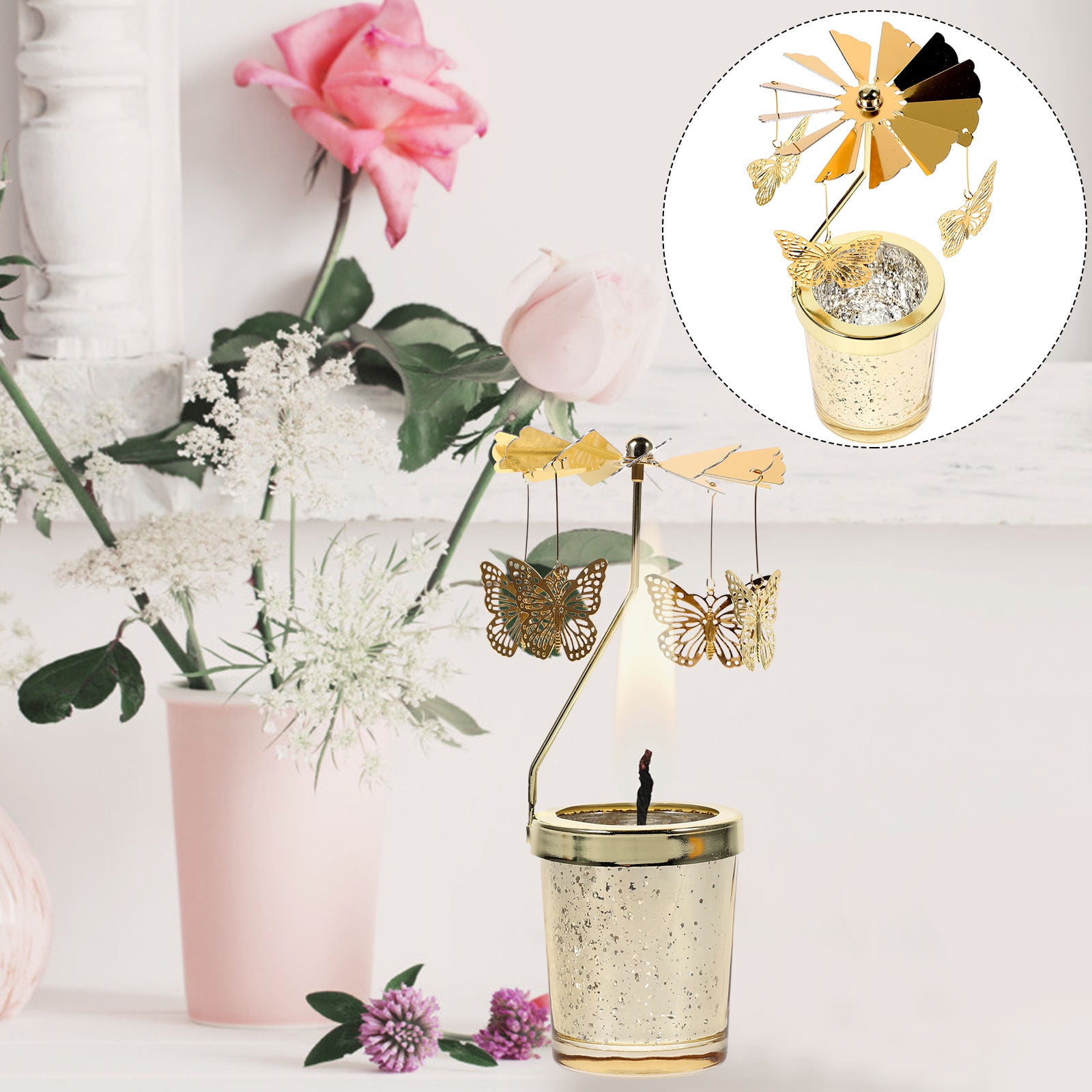 MEIBUTYUP Rotating Candle Holders Table Decorative Metal for Home ...
