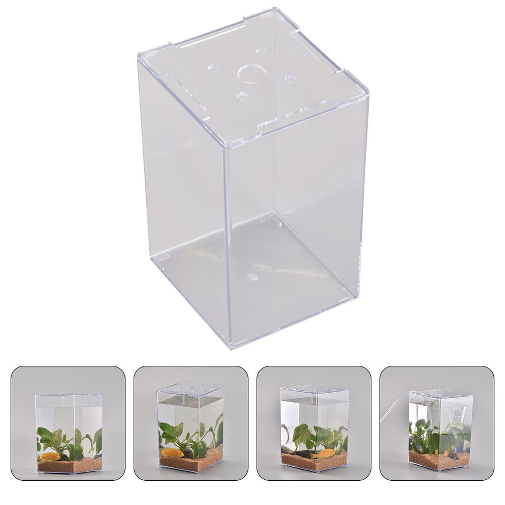 MEIBUTYUP Decorative Transparent Acrylic Fish Tank Small Fish Cylinder ...