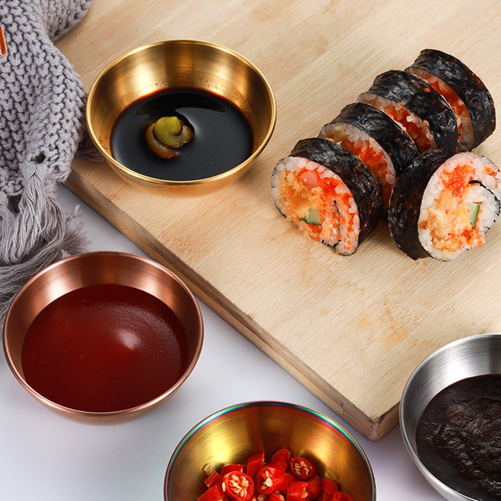 MEIBUTYUP Golden Stainless Steel Sauce Dishes for Condiments and ...