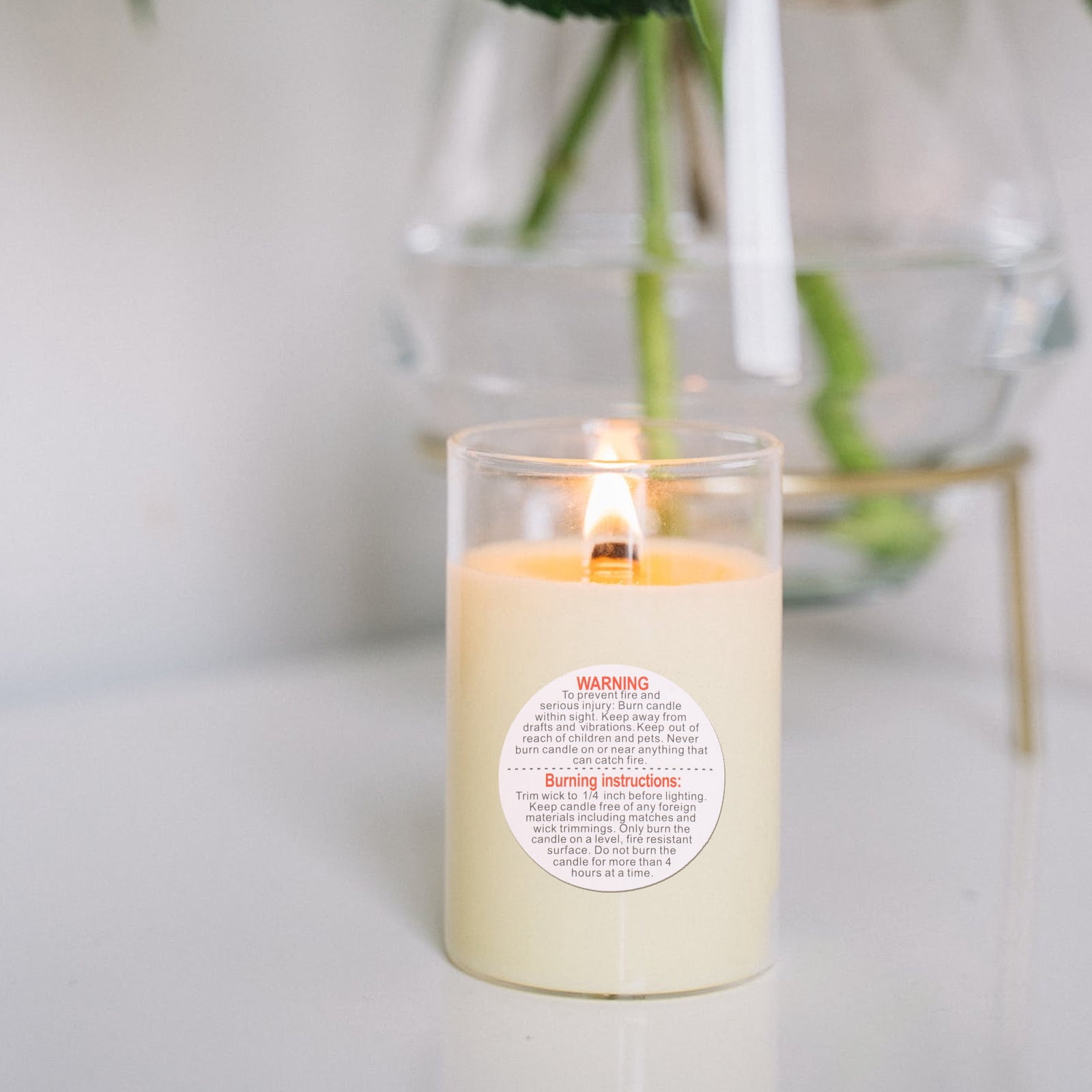MEIBUTYUP Jar Container Safety Stickers Candle Warning Labels White ...
