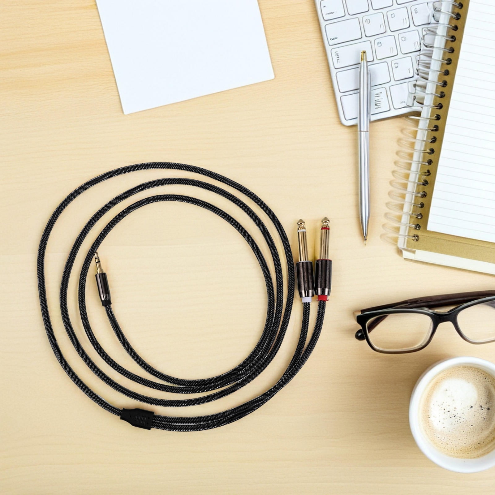 MEIBUTYUP Microphone Converter Cable Black Metal Audio Wire with ...