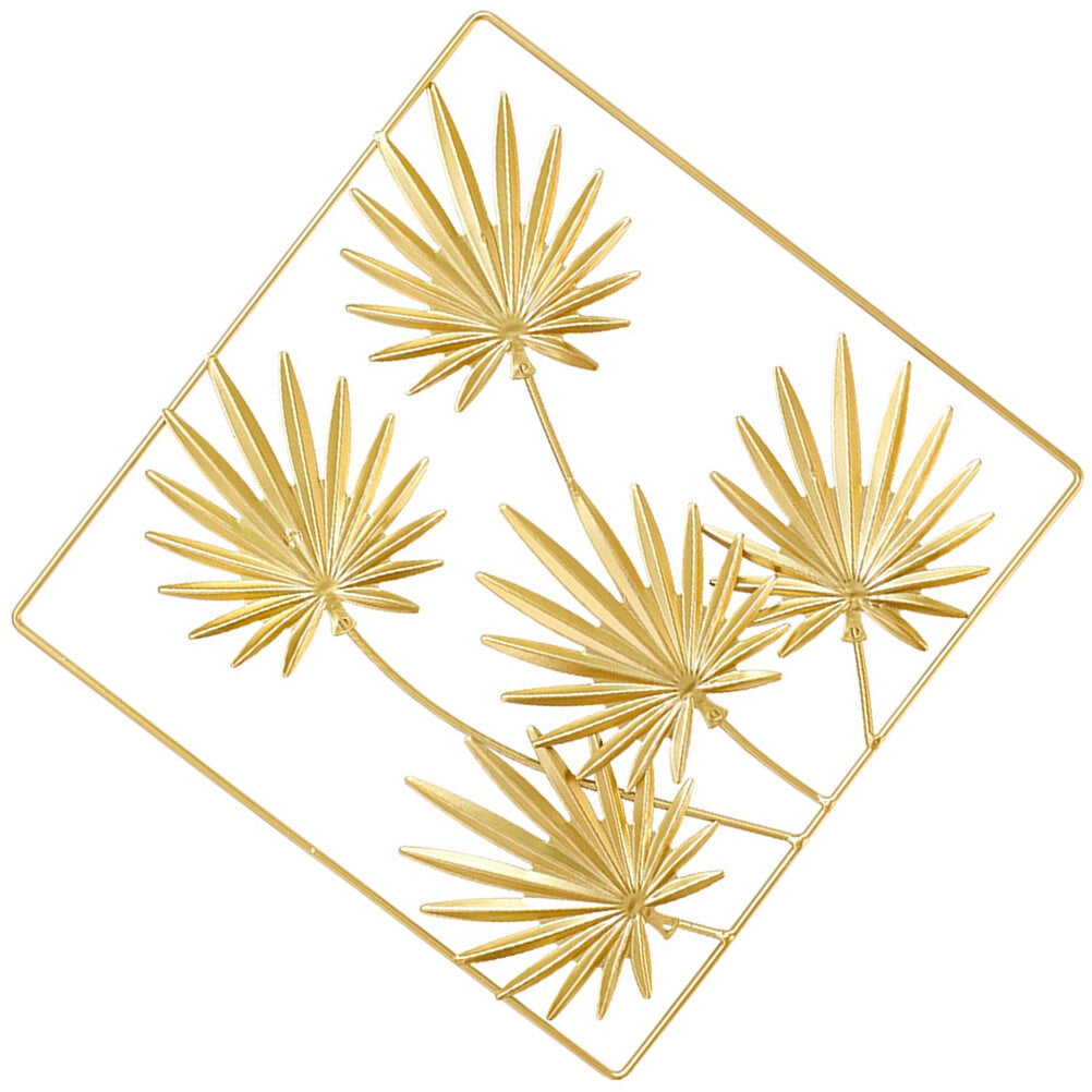 MEIBUTYUP Modern Plated Gold Metal Palm Leaf Wall Art Iron Structure ...