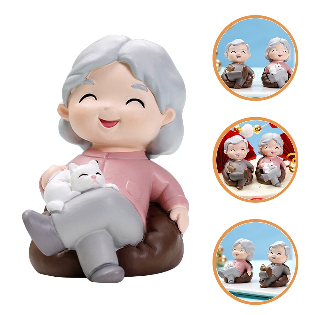 MEIBUTYUP Pink Resin Elderly Figure Romantic Anniversary for Couple ...