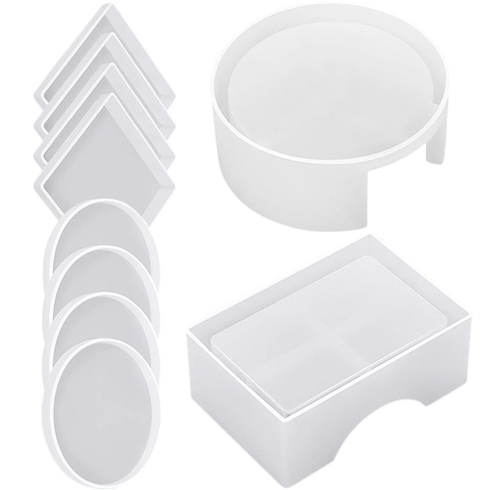 MEIBUTYUP Resin Coaster Molds 1 Set Thick Square Octagon Round Molds ...