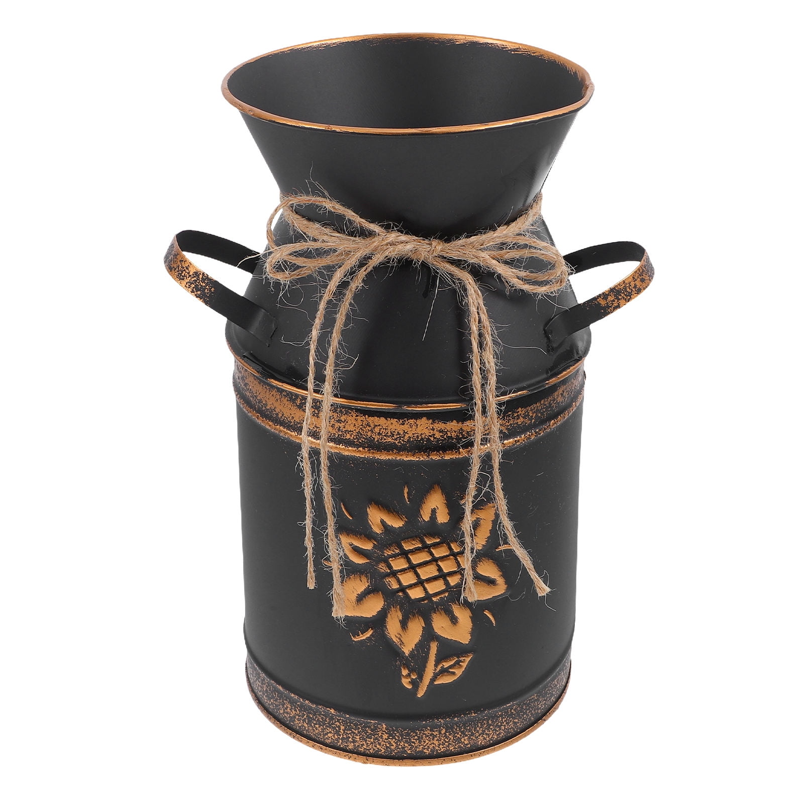 MEIBUTYUP Vintage Black Metal Flower Bucket Vase Chic Floral ...