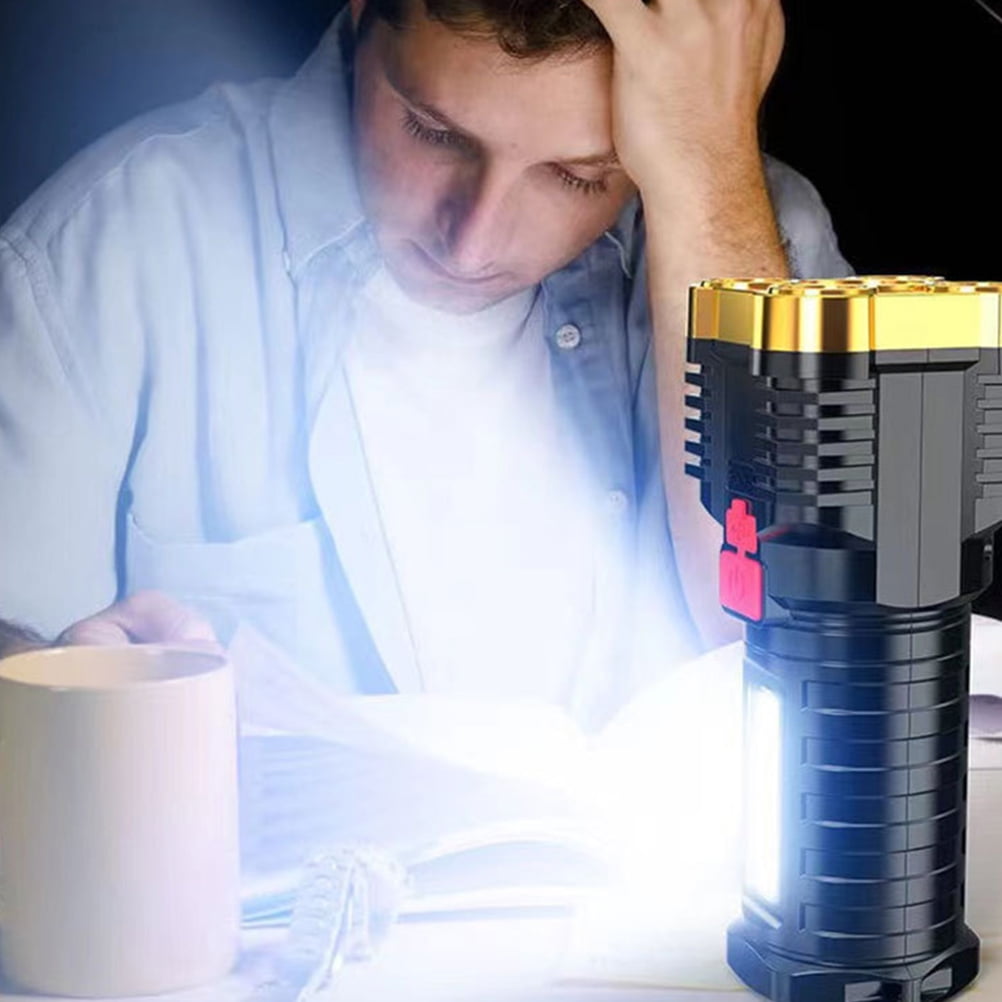 MEIBUTYUP Rechargeable Spotlight Flashlight with Golden Rubber Grip, 1 ...