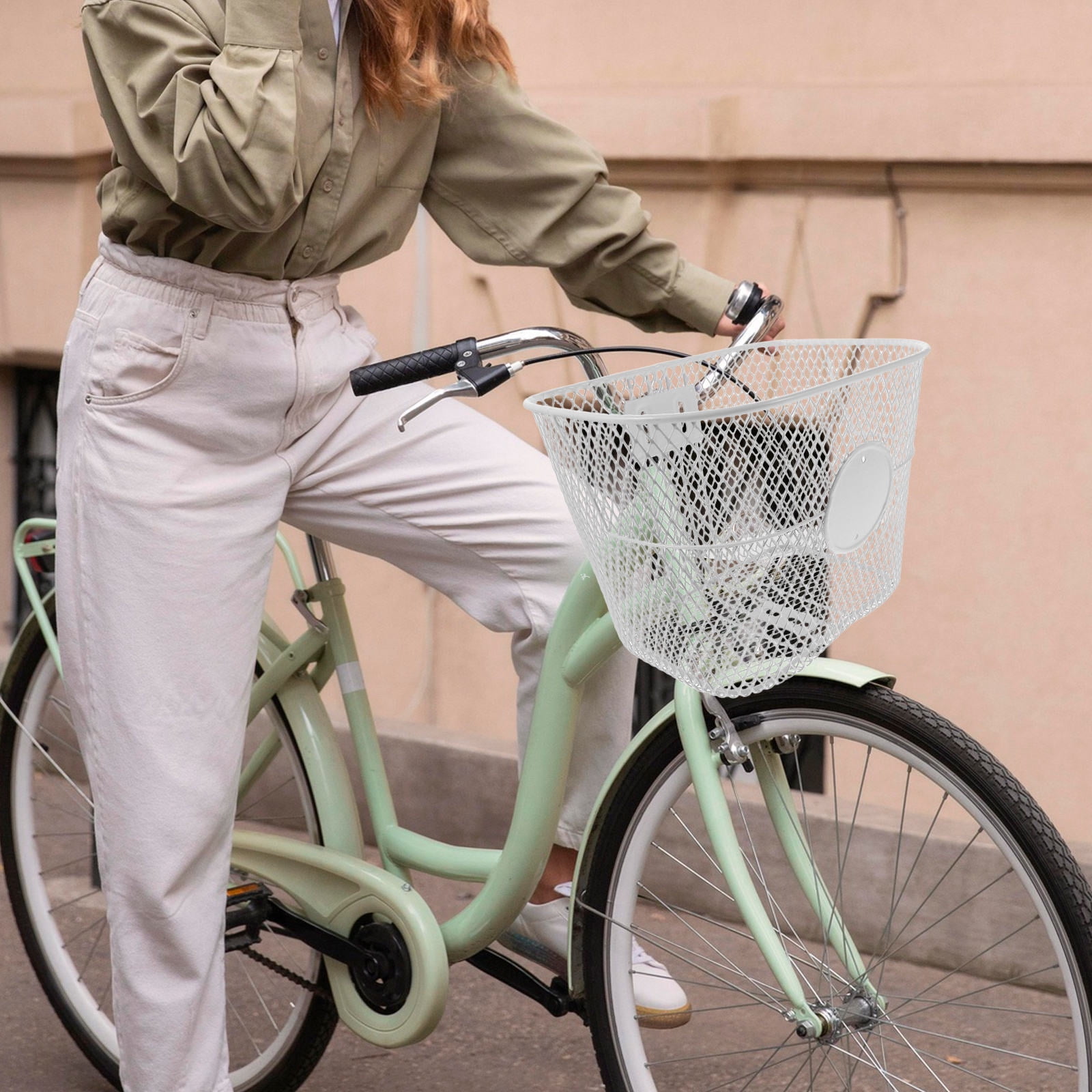 MEIBUTYUP Vintage Front Mounted Mesh Bike Basket for and E-Bikes, and ...