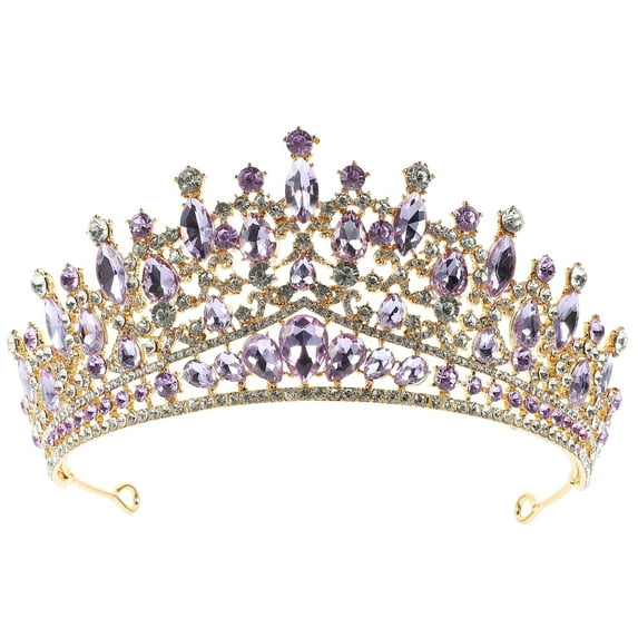 MEIBUTYUP Purple Rhinestone Crown Headband for Bride and Wedding Party ...