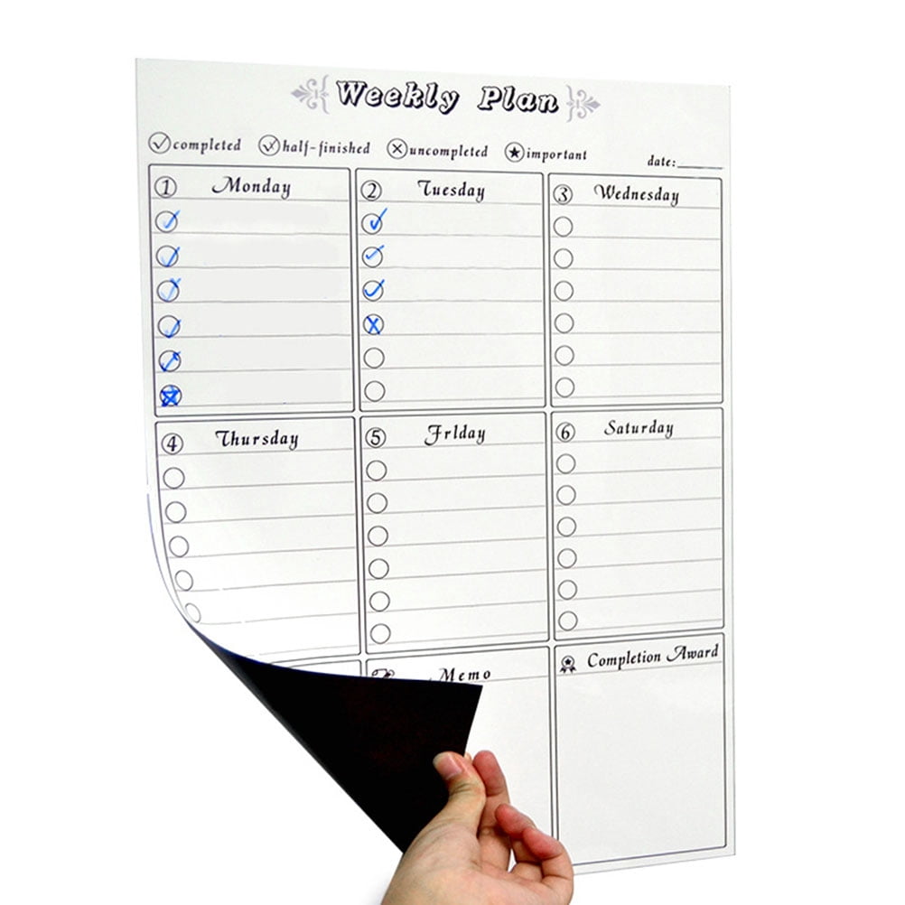 MEIBUTYUP Magnetic Whiteboard Dry Erase Planner with 9 Grid Sections ...