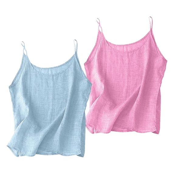 MEICHEN Cotton Linen Camisole Tops for Women Spaghetti Strap Loose Fit ...