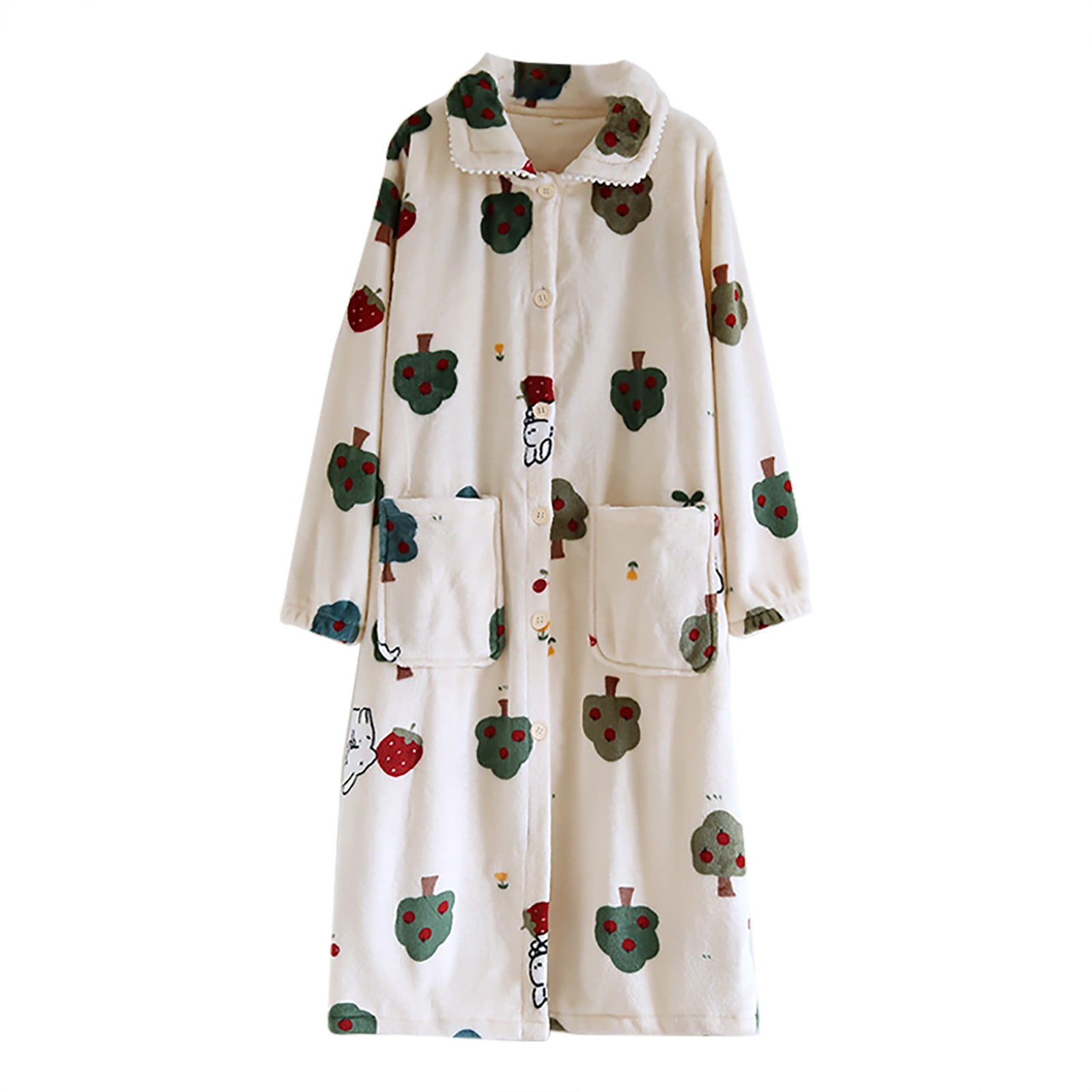 MEICHEN Flannel Robes for Women Robes for Women Fuzzy Button Down Heart ...
