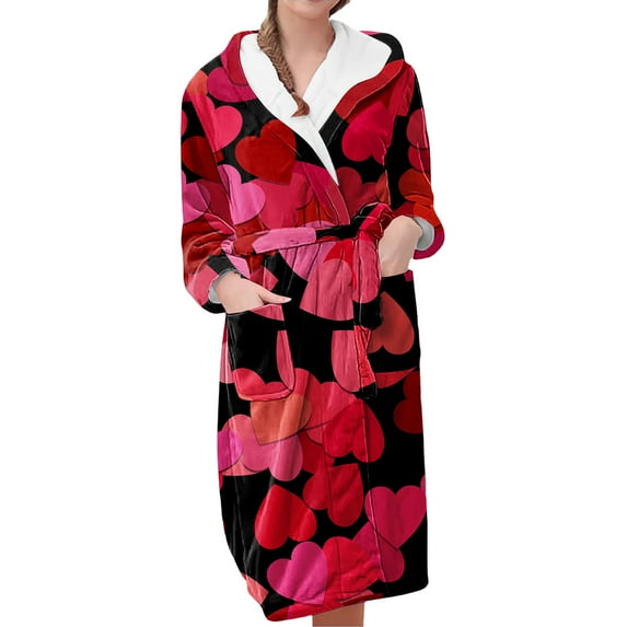 MEICHEN Plush Robes for Women Valentine's Day Fleece Plush Robe Long ...