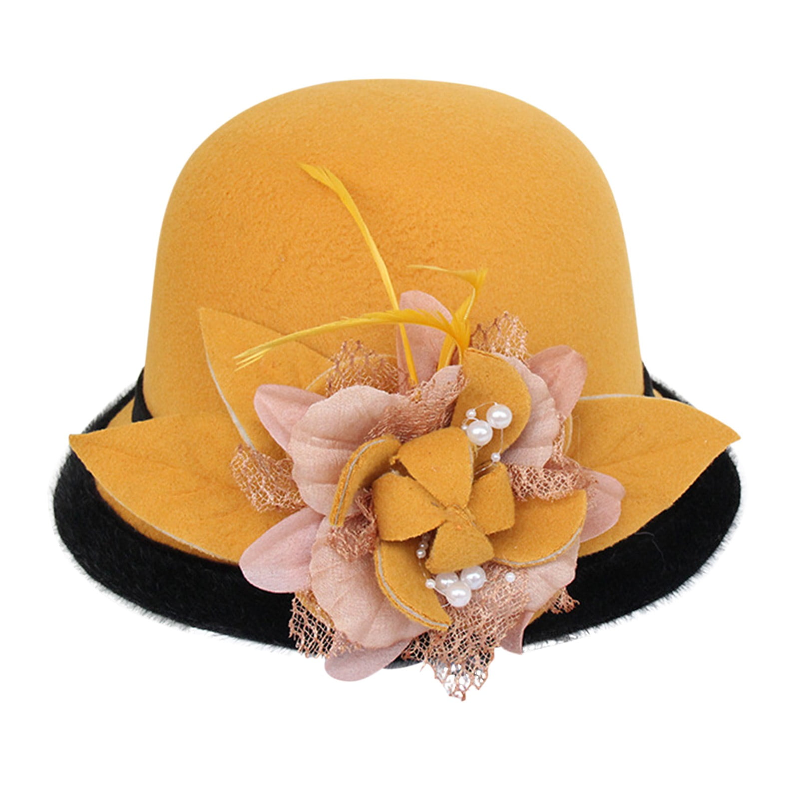 MEICHEN Women's Cloche Hat Fall Floral Round Top Fedora Hat Casual ...