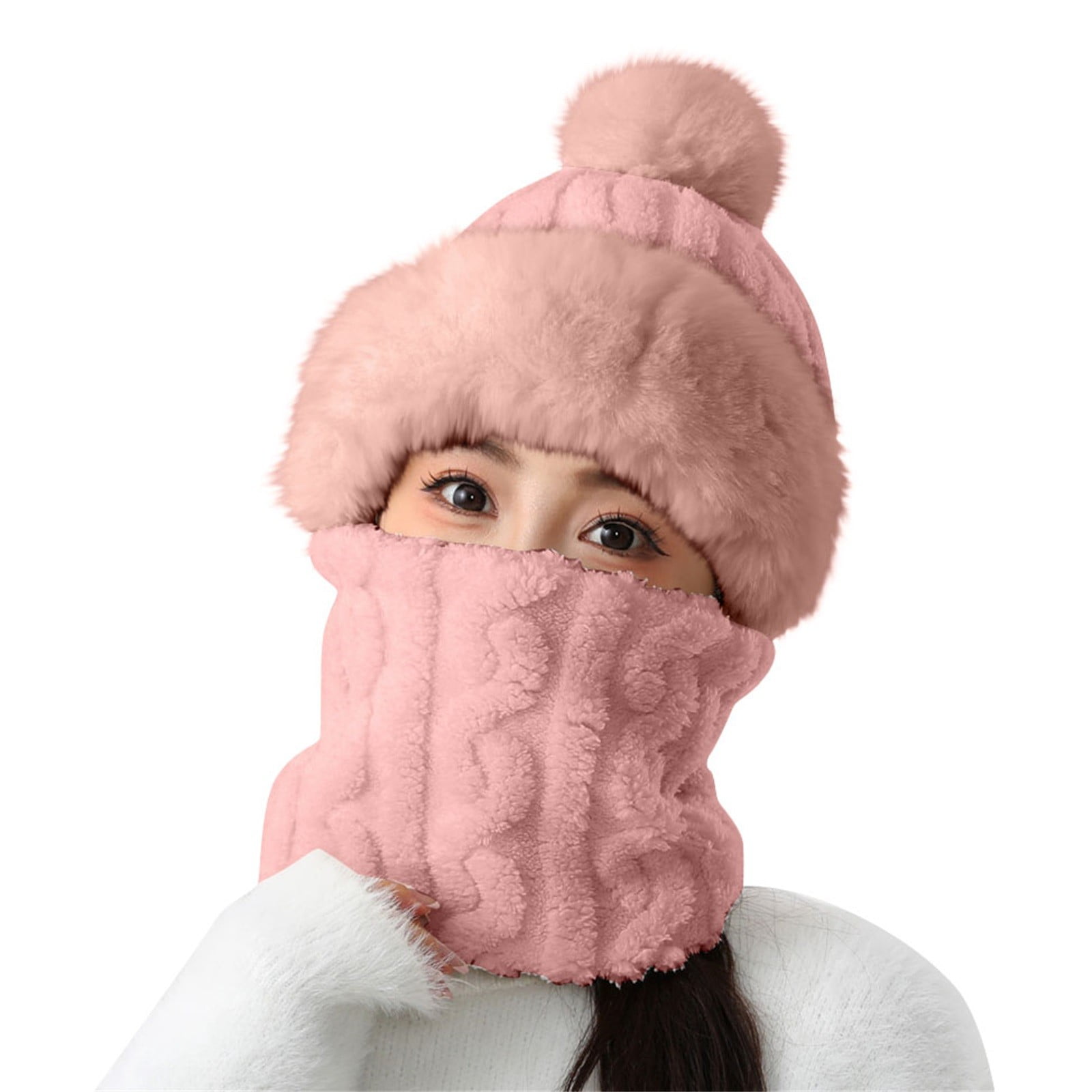 MEICHEN Women's Fashionable Warm Windproof Bomber Hat Solid Color Plush ...