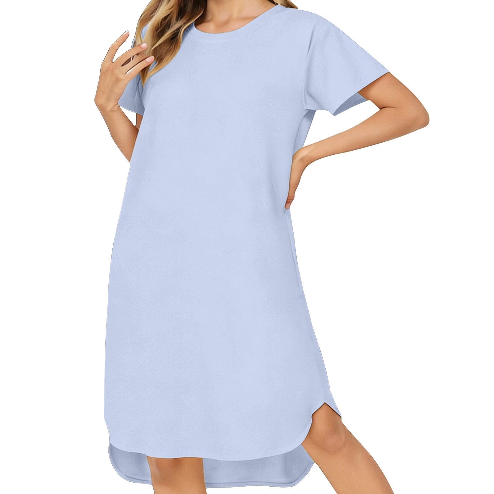 MEICHEN Women's Summer Sleep Dresses Women's Solid Short Sleeved ...