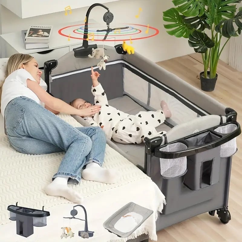 MEICHYUN 5 in 1 Baby Bassinet Bedside Sleeper, Pack and Play Bassinet ...