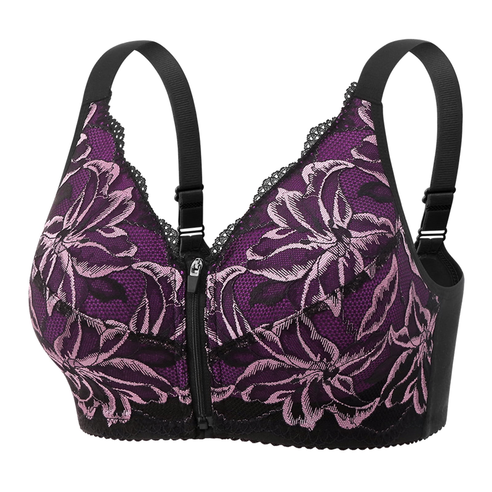 MEICIOP Bras For Women Lingerie Front Closure Push-Up Floral Print ...