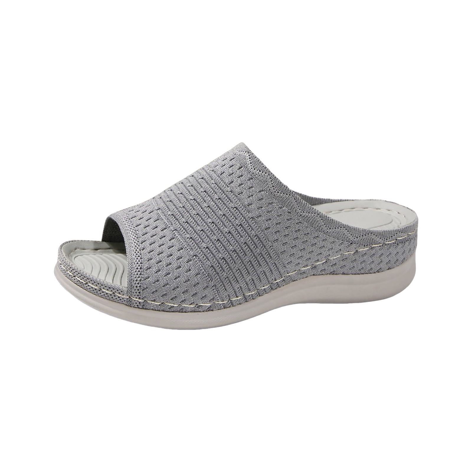 MEICIOP Wedge Slides Sandals for Women Open Round Toe Casual Flyknit ...