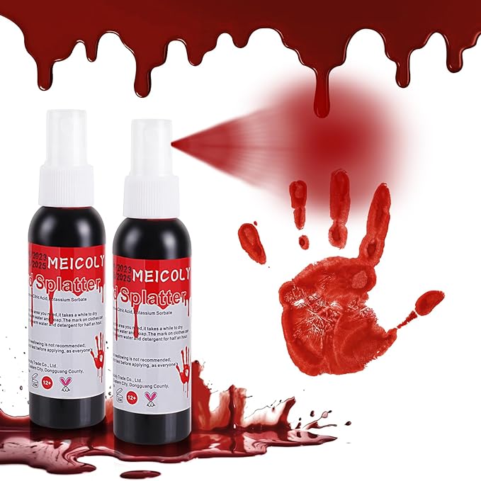 MEICOLY Blood Splatter, 2.1oz Fake Blood Spray, Halloween Liquid Blood ...