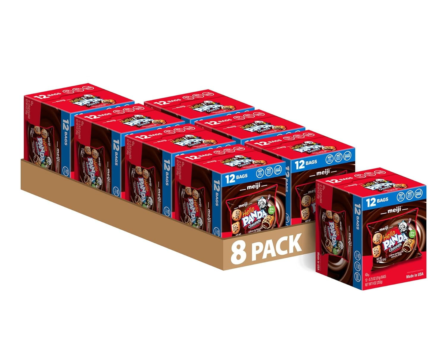 MEIJI Hello Panda Cookies, Chocolate Crème Filled - 8 Boxes of 12 Count ...