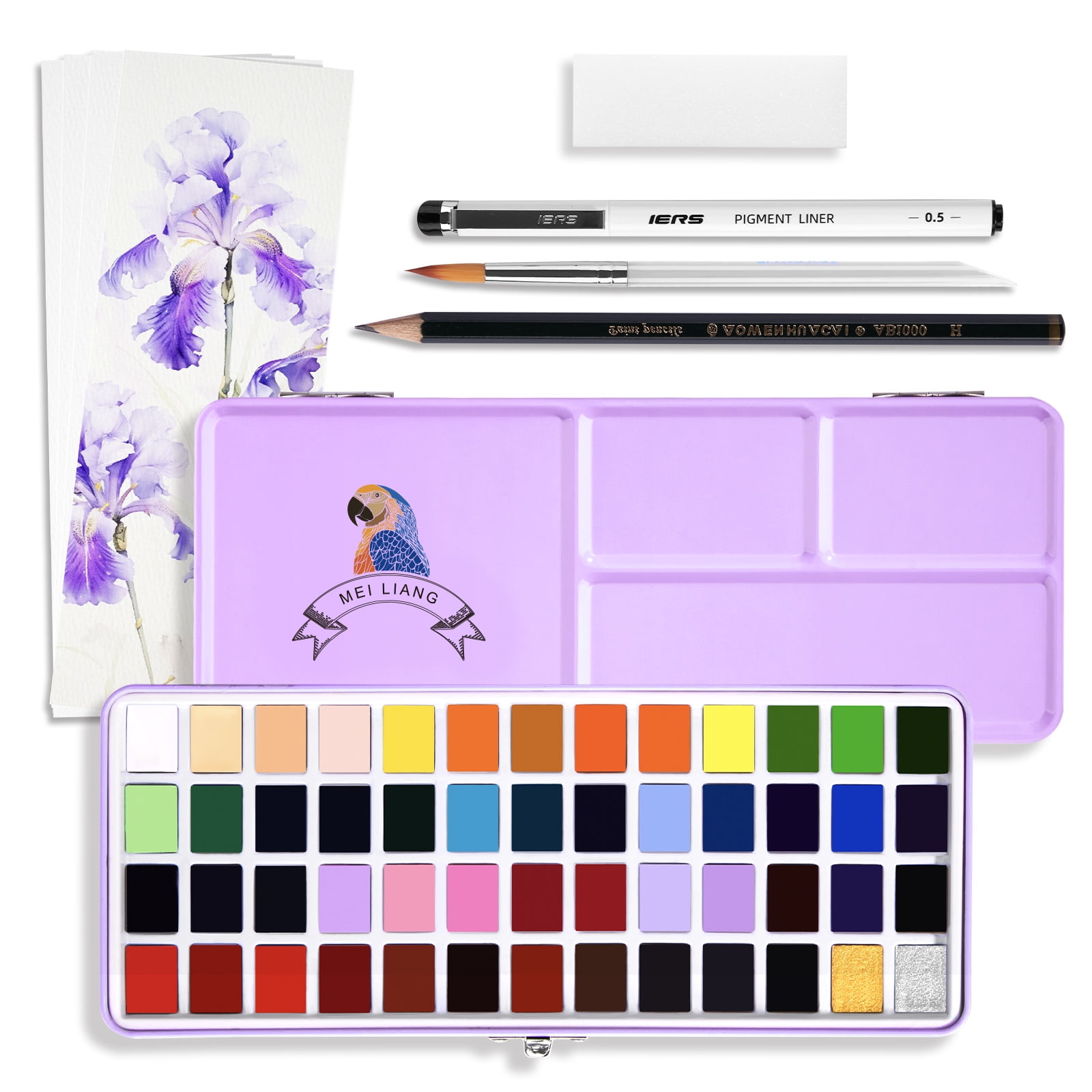 MEILIANG Watercolor Artist Paint Set Adults, 52 Colors Watercolor ...