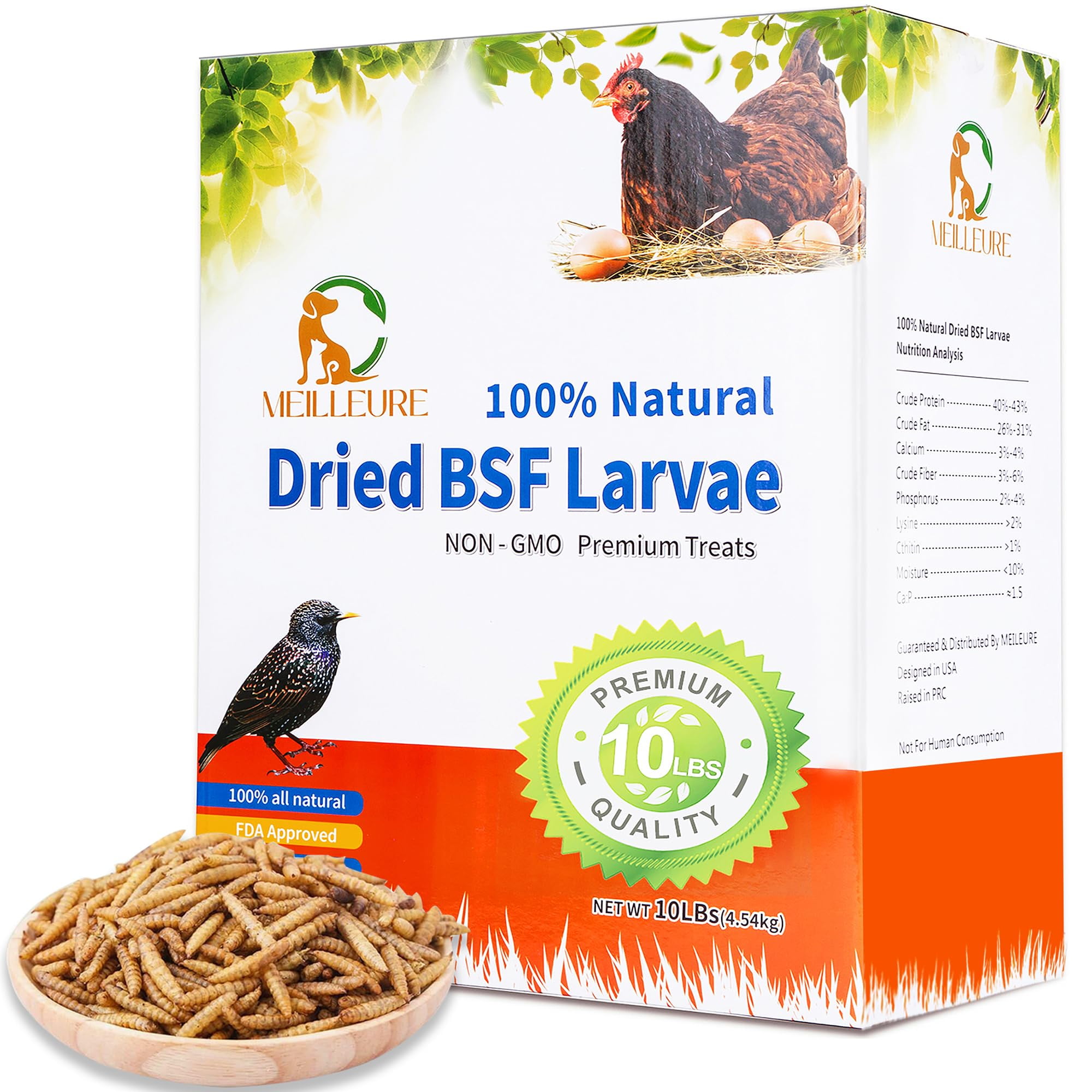 MEILLEURE 10lbs Dried Black TGF4 Soldier Fly Larvae for High Protein ...