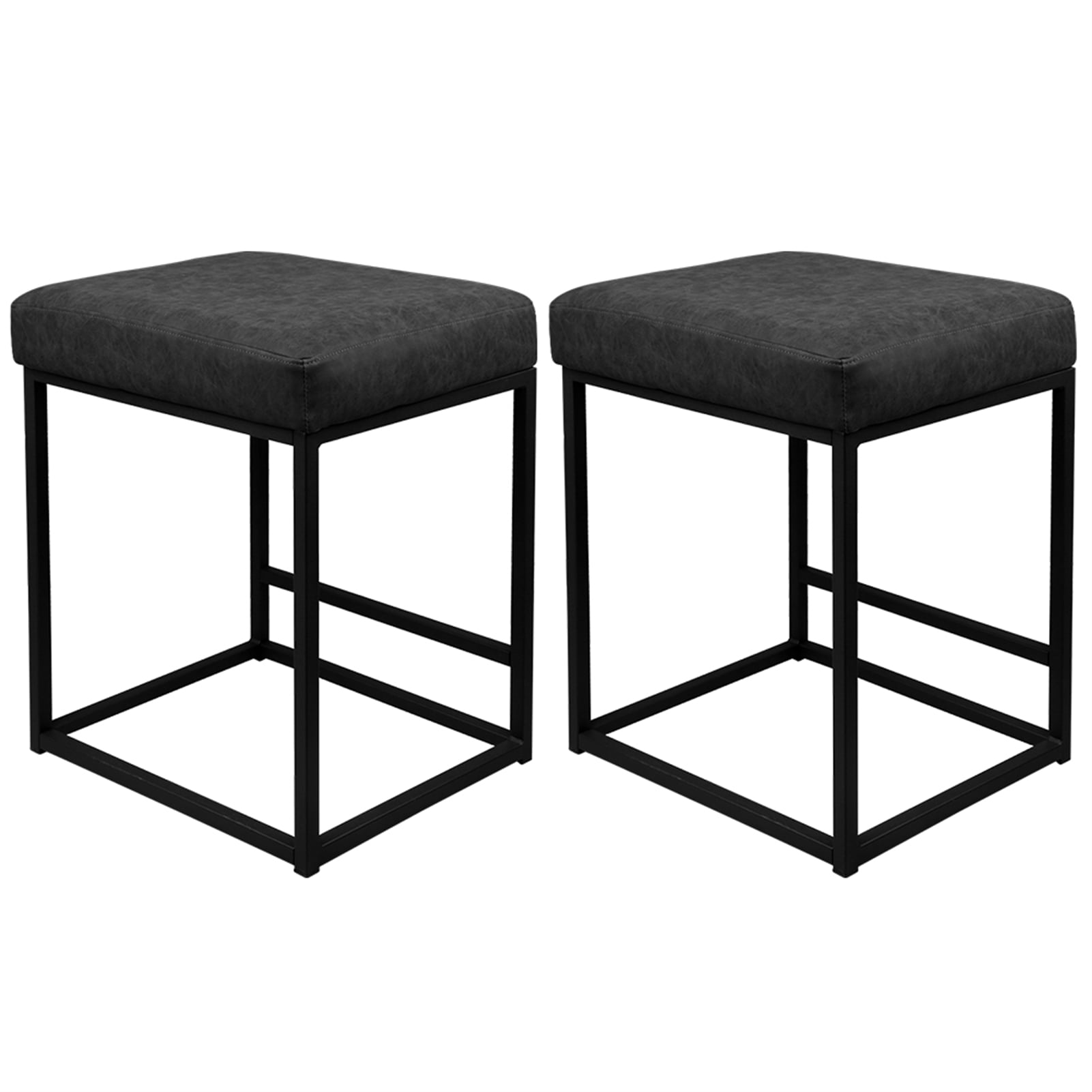 MEILLEUREVIE Bar Stools Set of 6, PU-Leather Upholstered Counter Stools ...