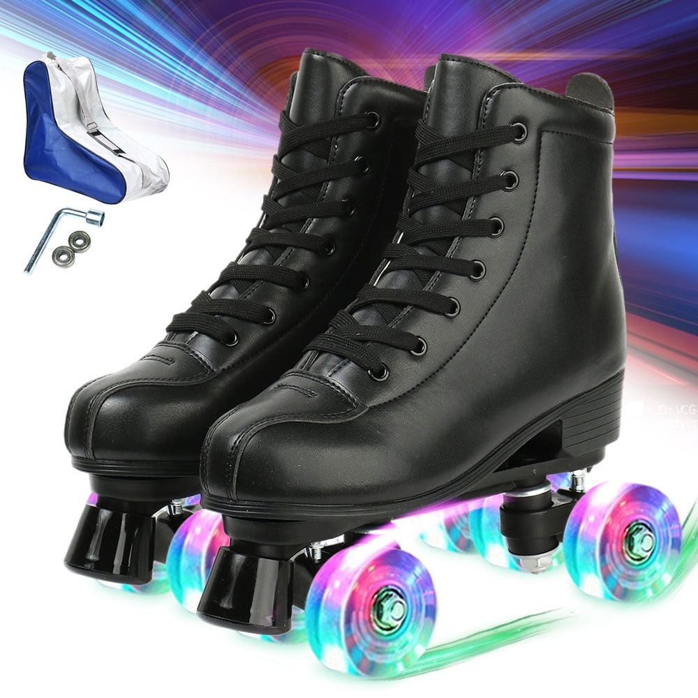 MEIMESH Classic High-Top Roller Skates, Double-Row Shiny Wheels, Soft ...