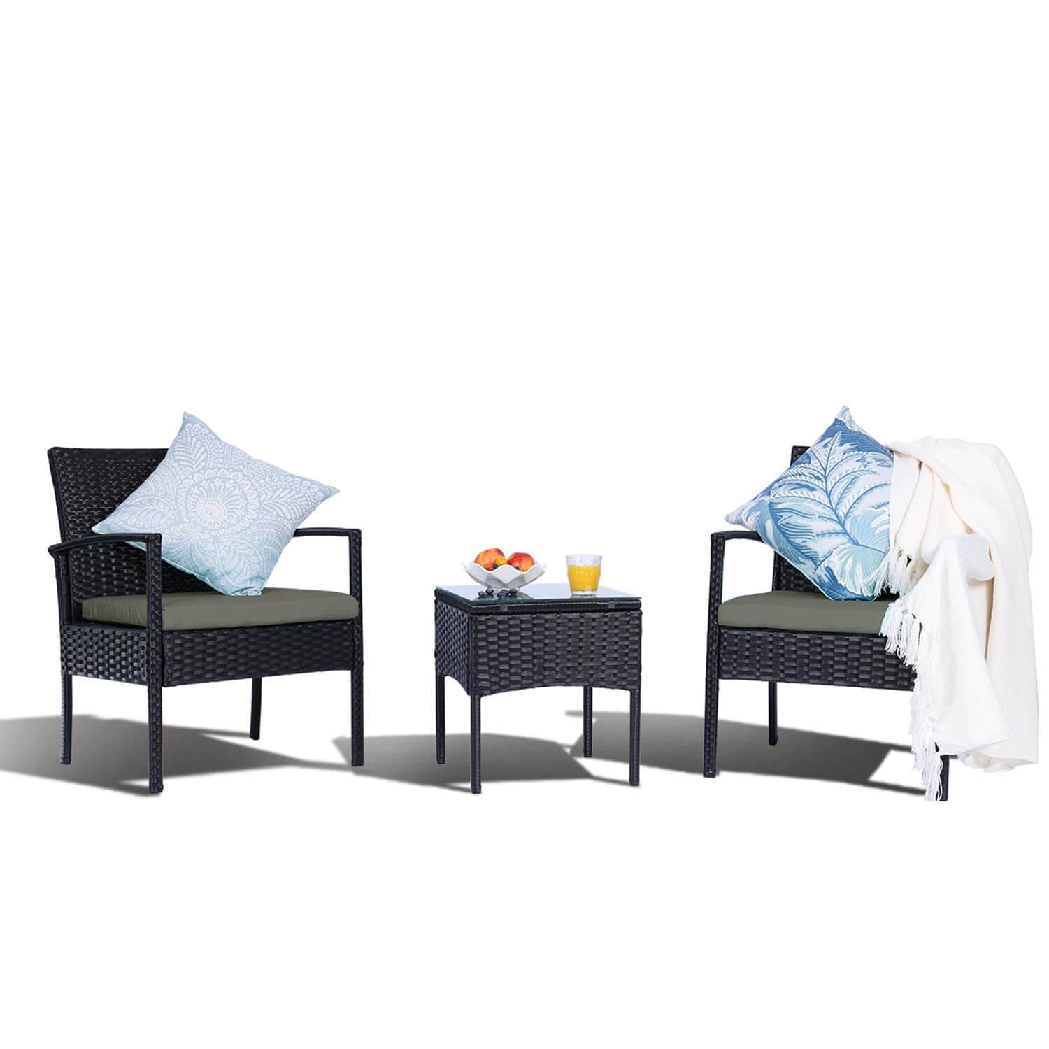 MEISSALIVVE 3 Pieces Outdoor Patio Furniture Set with 1 Tabke and 2 ...