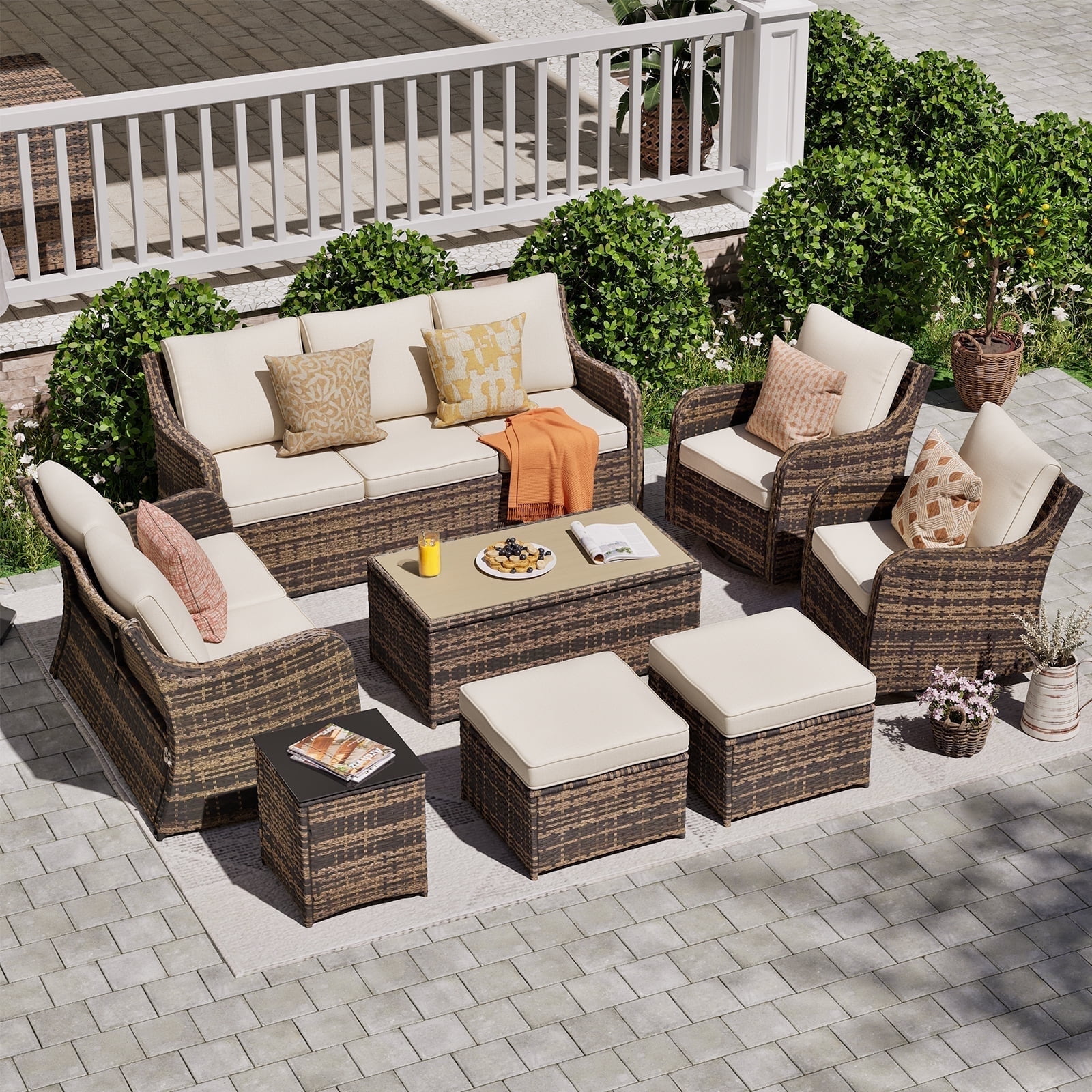 MEISSALIVVE 8 Pieces Patio Furniture Set, Patio Conversation Set with ...