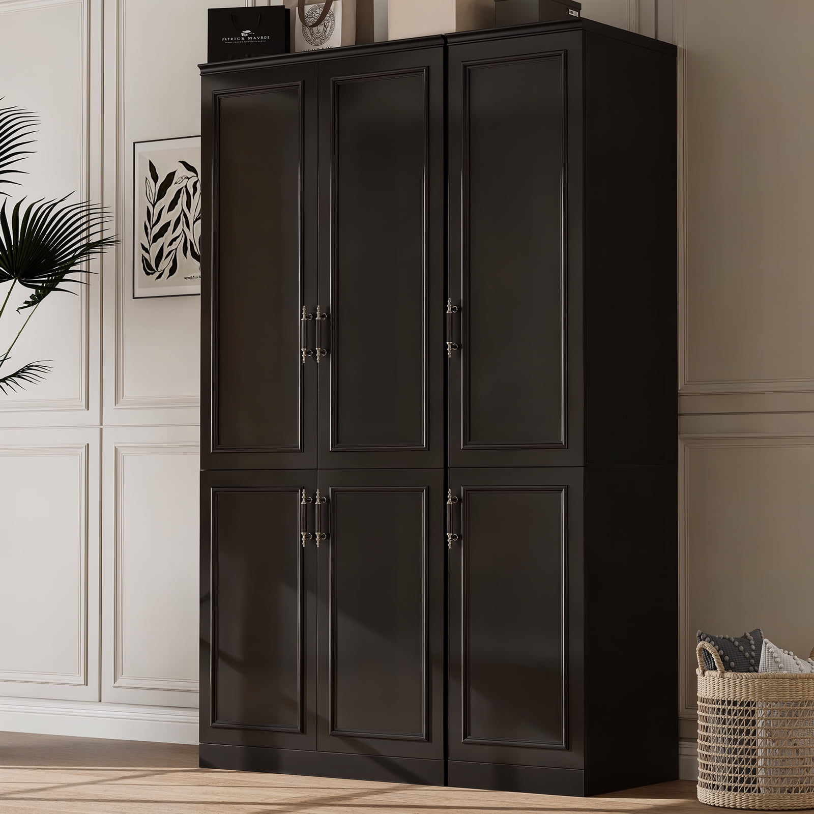 MEISSALIVVE Armoire Wardrobe Closet with 6 Door, 74.8" Large Wardrobe ...