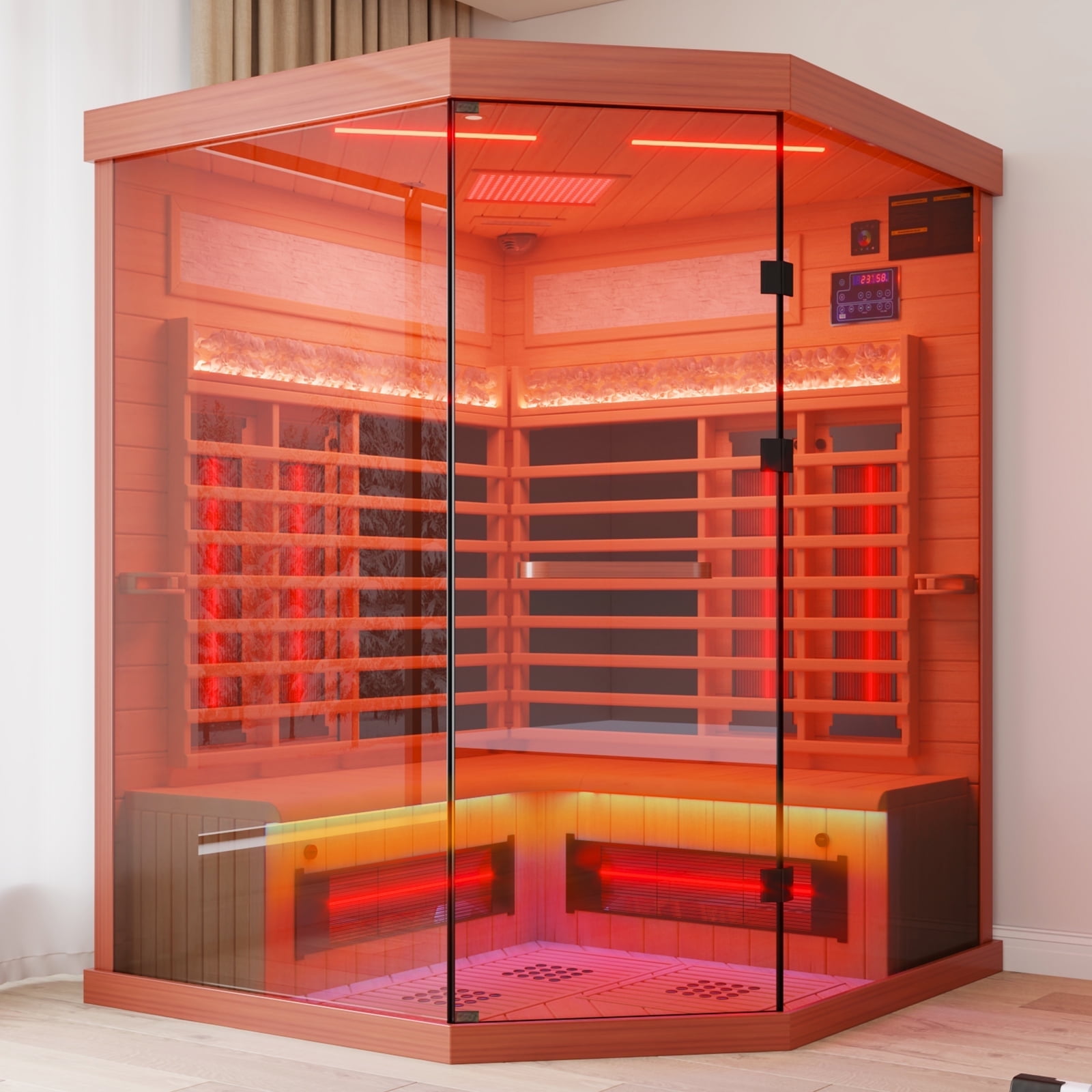 MEISSALIVVE Full Spectrum Infrared Sauna，4 Person Home Sauna， Red Cedar ...