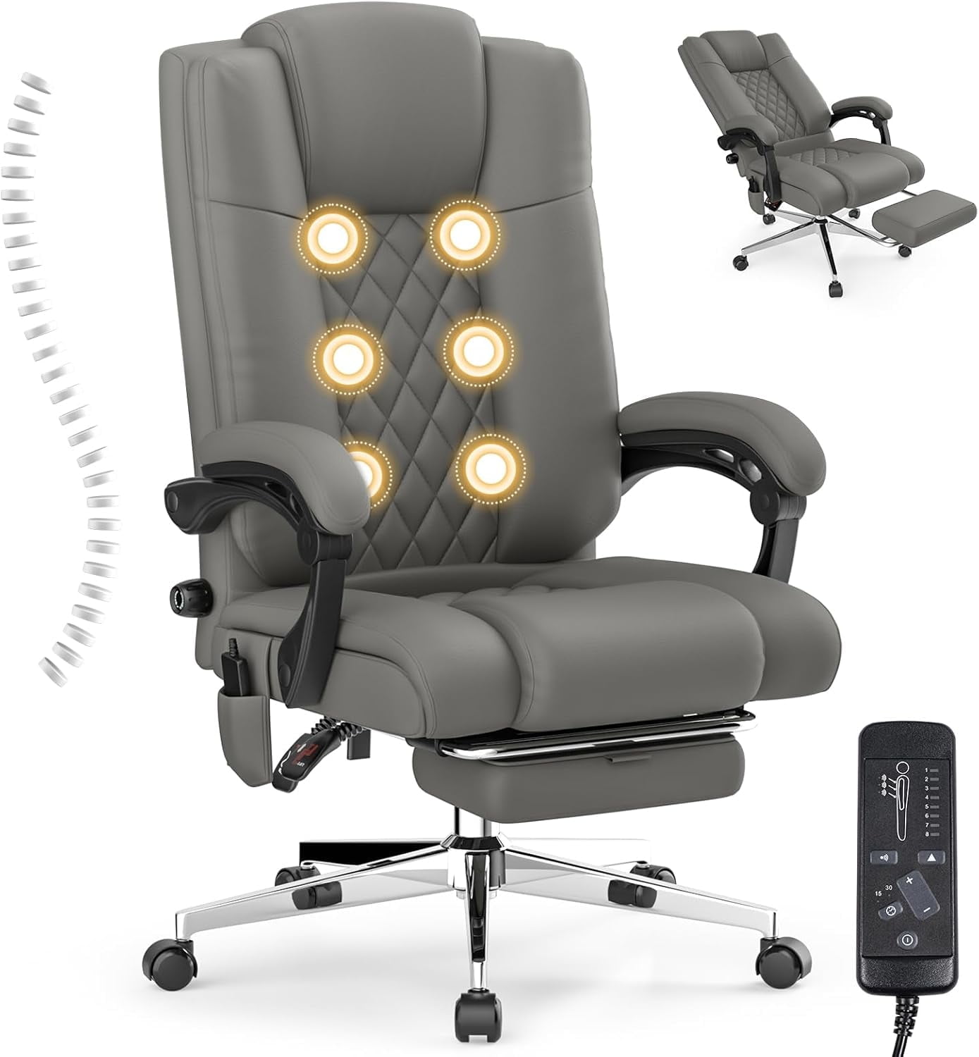 MEISSALIVVE Massage Executive Office Chair with Footrest, Big and Tall ...