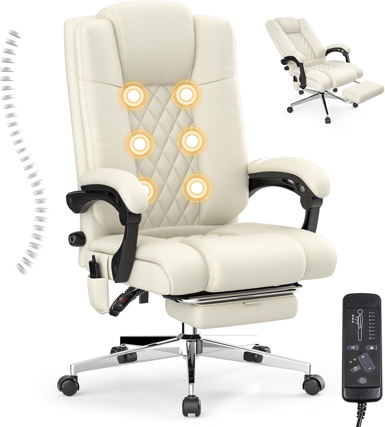 MEISSALIVVE Massage Executive Office Chair with Footrest, Big and Tall ...