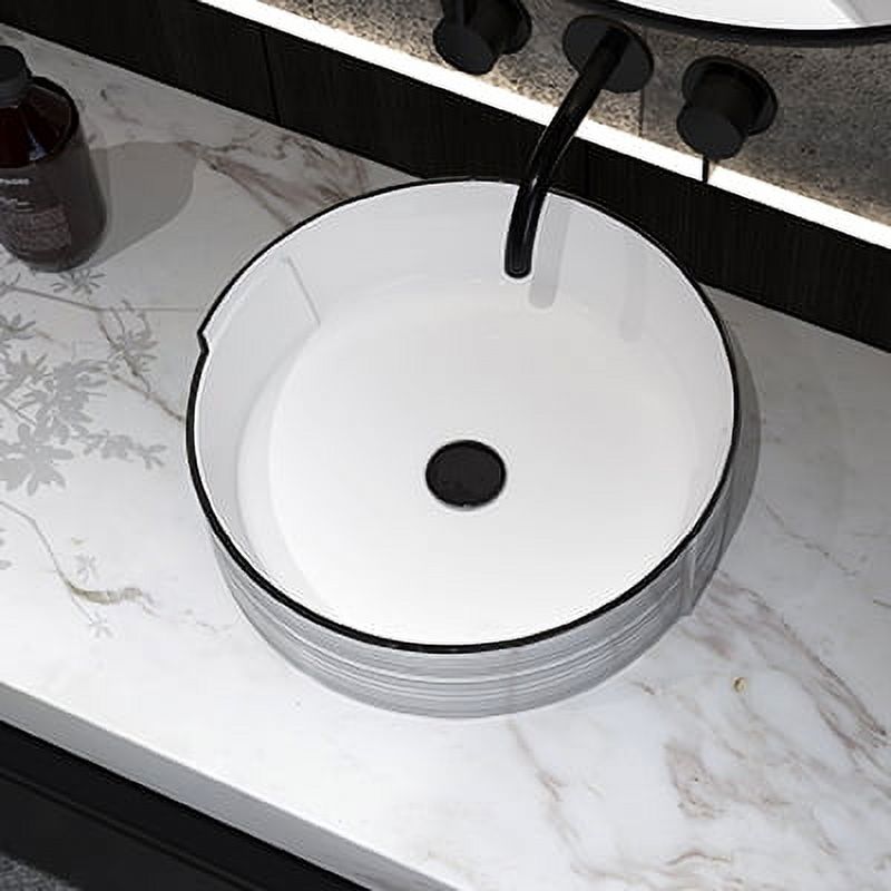 MEJE 16.75 Inch ELEGANT Silver Stripe Round Art Basin, Above Counter ...