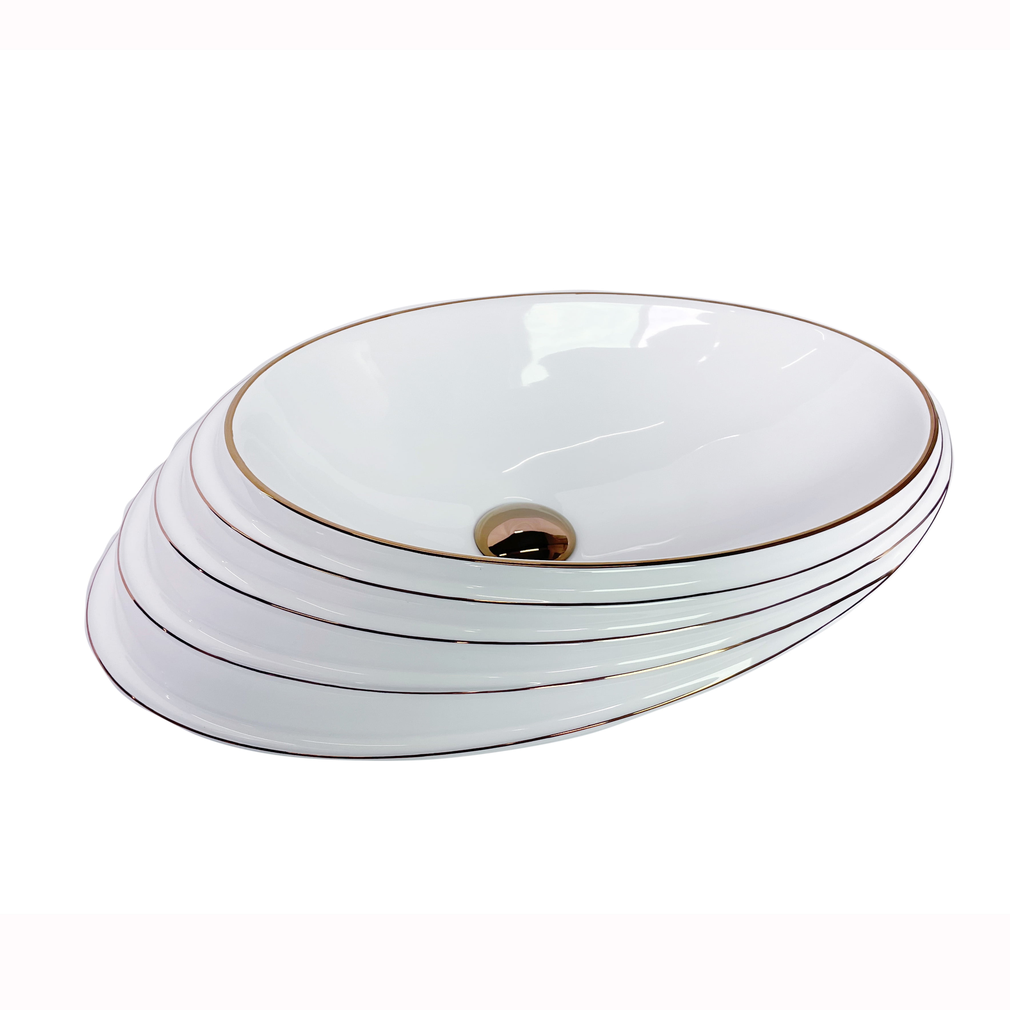 MEJE 21 Inch Slant Oval Shape Art Basin, Embossed Pattern,Rose Gold ...