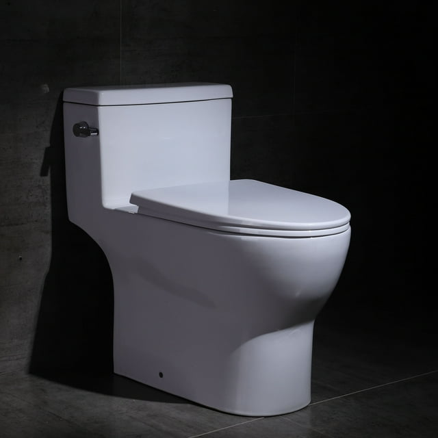 MEJE #T113 -One Piece Elongated Left Side Flush Handle Toilet With ...