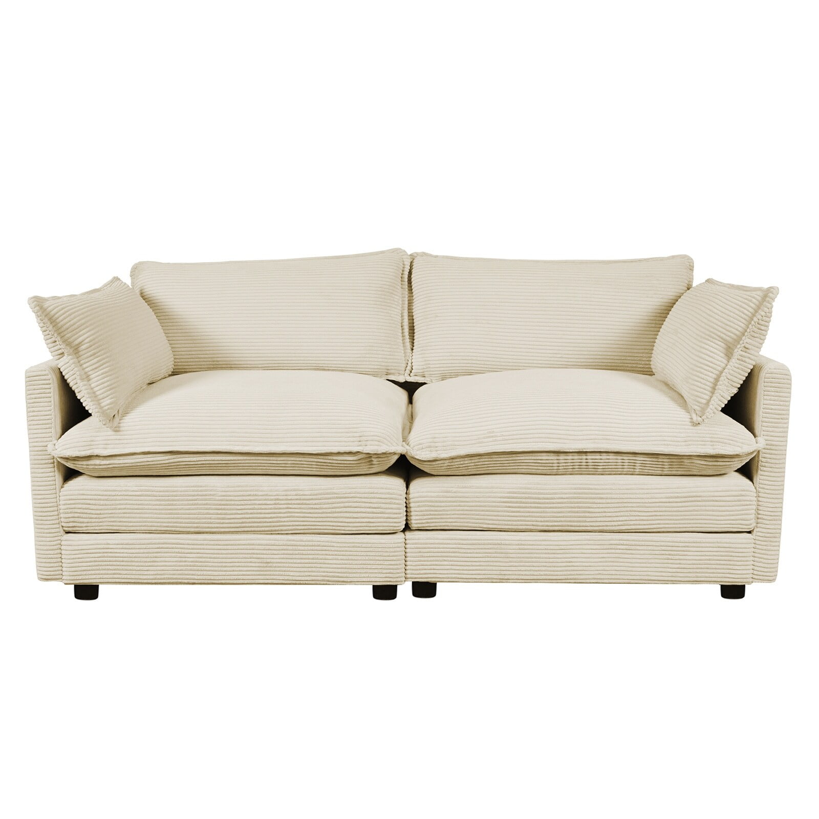 MEJO INC Corduroy Living Room Sectional Sofa Loveseats - Beige ...
