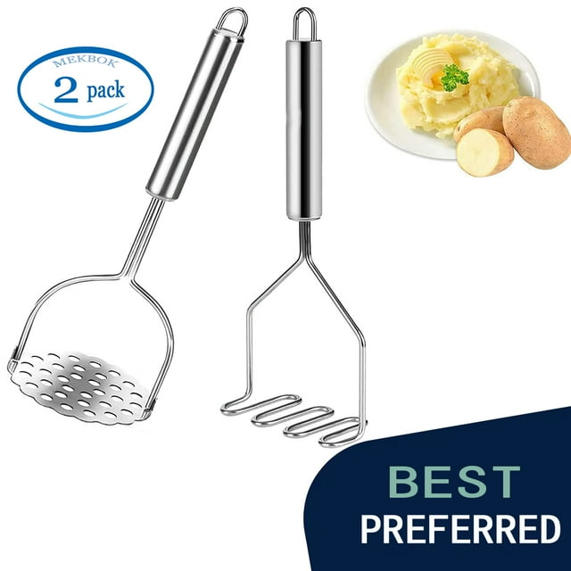 MEKBOK 2 Pack Potato Masher, Heavy Duty Stainless Steel Potato Masher ...